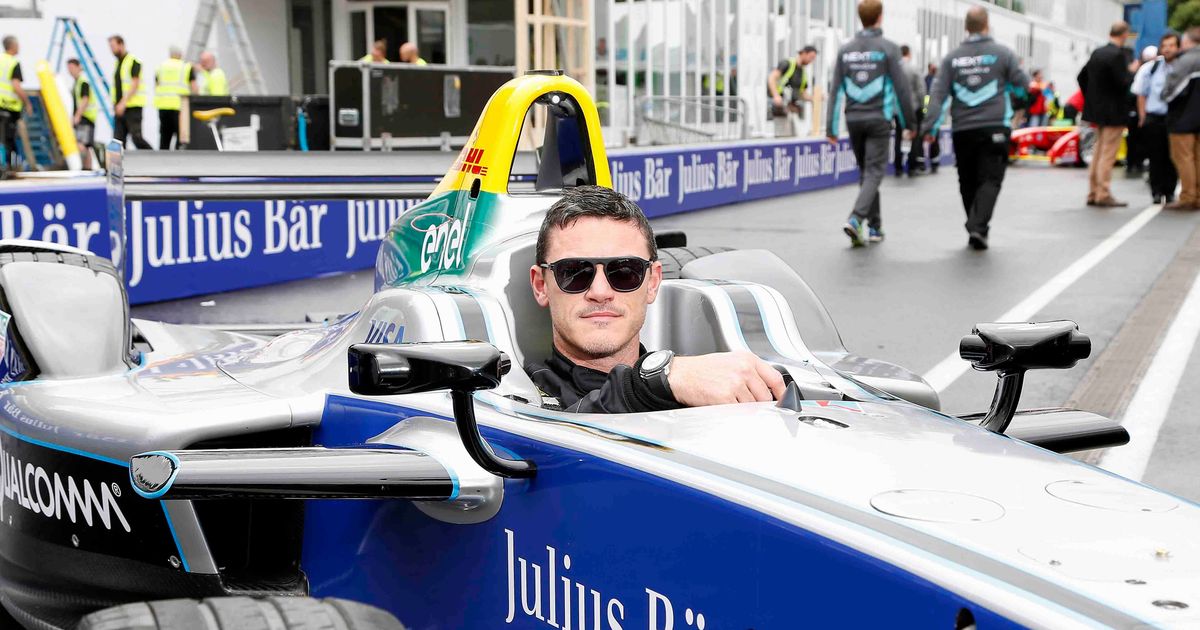 Throwback: Luke Evans takes Formula E car for a spin